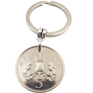 1971 British Five New Pence 5p Coin Keyring 53rd Birthday Gift - Etsy