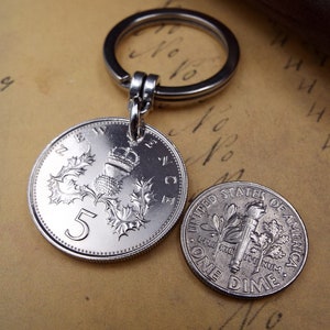 1971 British Five New Pence 5p Coin Keyring 53rd Birthday Gift - Etsy