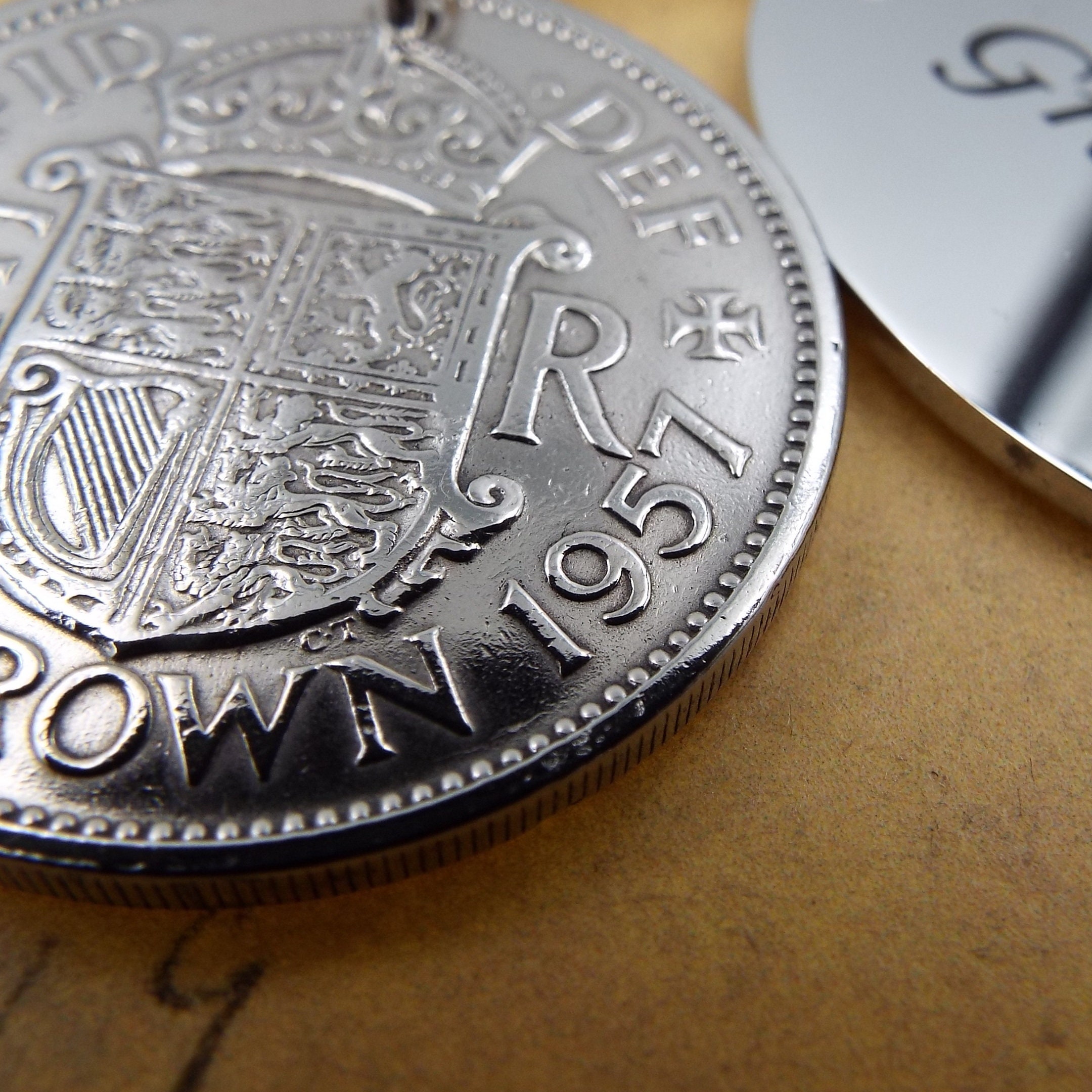 GRANDAD 1957 Half Crown British Coin Keyring 69th Birthday Gift Birth ...