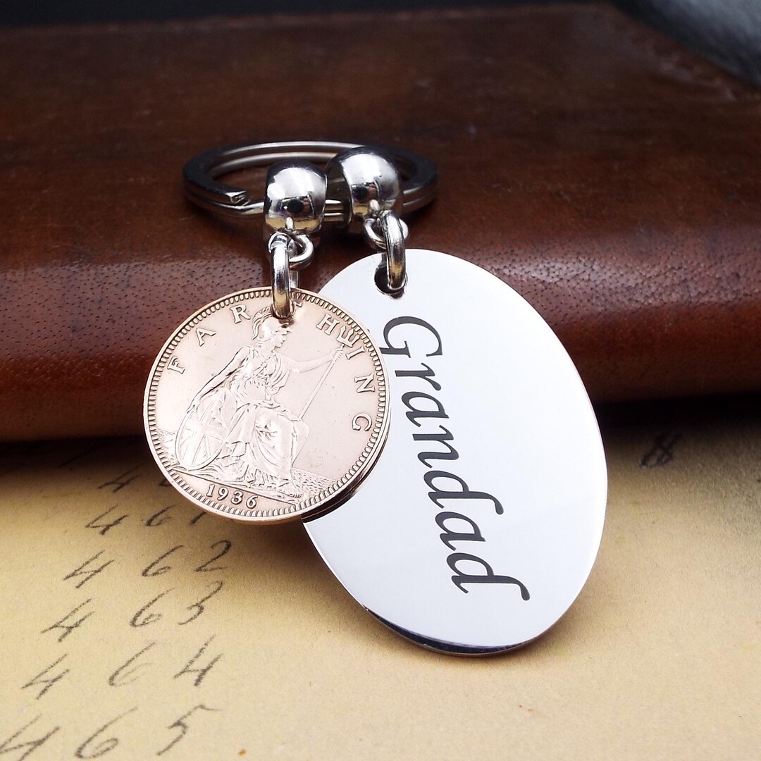 1936 Farthing GRANDAD Bronze Coin Keyring Unique Original 89th Birthday Gift for Grandparents ...