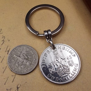 1942 .500 Silver Scottish Scotland One Shilling Coin Keyring 83rd ...