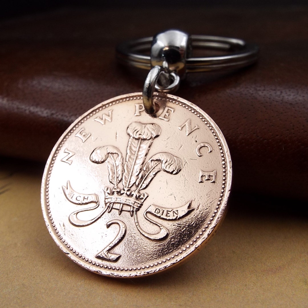 British 1979 Decimal Two Pence 2p Tuppence Coin Keyring Small Practical ...