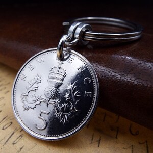 1971 British Five New Pence 5p Coin Keyring 53rd Birthday Gift - Etsy