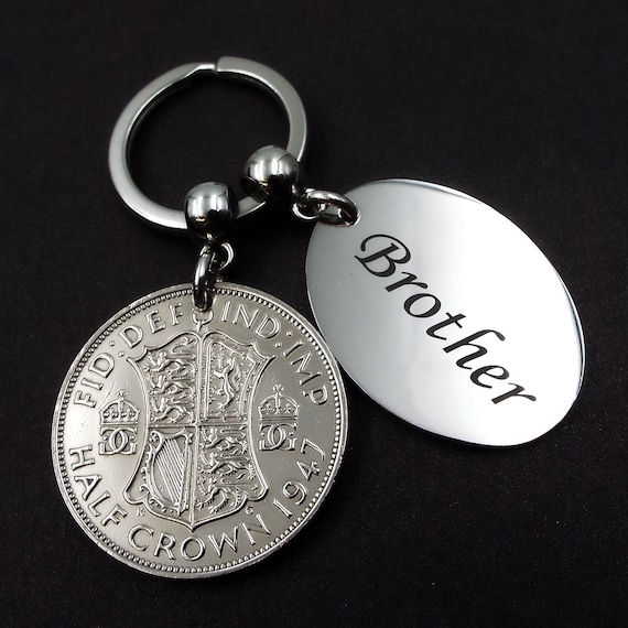 BROTHER 1947 Half Crown British Coin Keyring 75th Birthday - Etsy