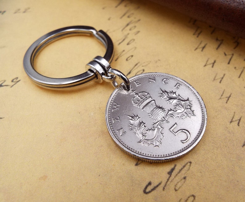1968 British Five New Pence 5p Coin Keyring 55th Birthday Gift - Etsy UK