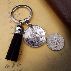 Blacktassel 1950 Scottish Shilling Coin Keychain, Metal Key Ring, 75th ...