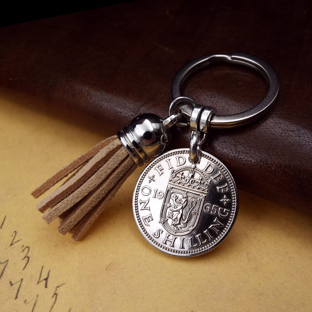 1965 SCOTTISH Shilling Beige Tassel Birth Year Coin Keyring, Metal ...
