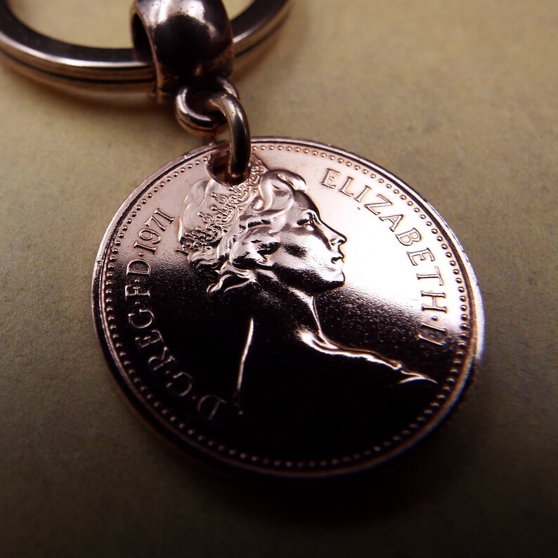 1971 British Lucky Penny Small Coin Keyring Keychain Birth - Etsy UK