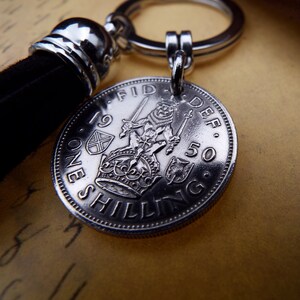 Blacktassel 1950 Scottish Shilling Coin Keychain, Metal Key Ring, 75th ...