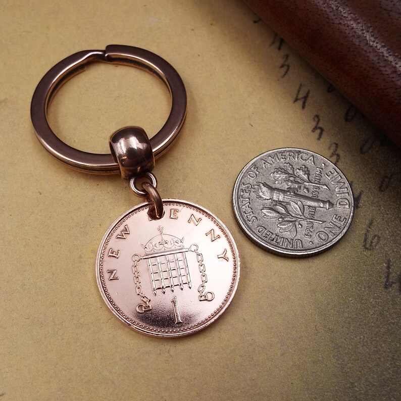 1971 British Lucky Penny Small Coin Keyring Keychain Birth - Etsy UK