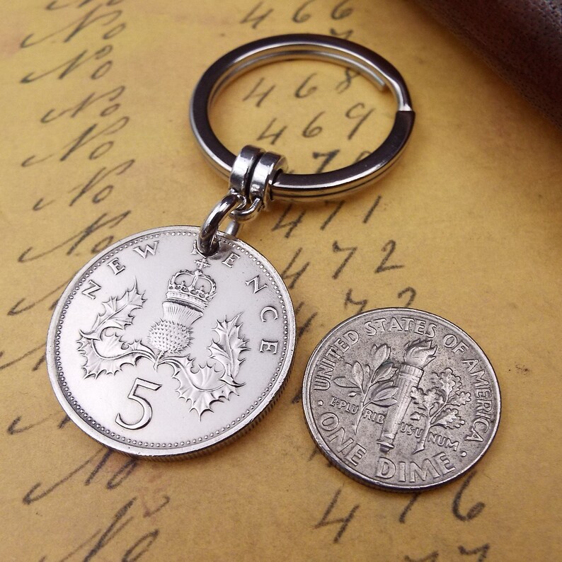 1969 British Five New 5p Coin Keyring 56th Birthday Gift - Etsy UK