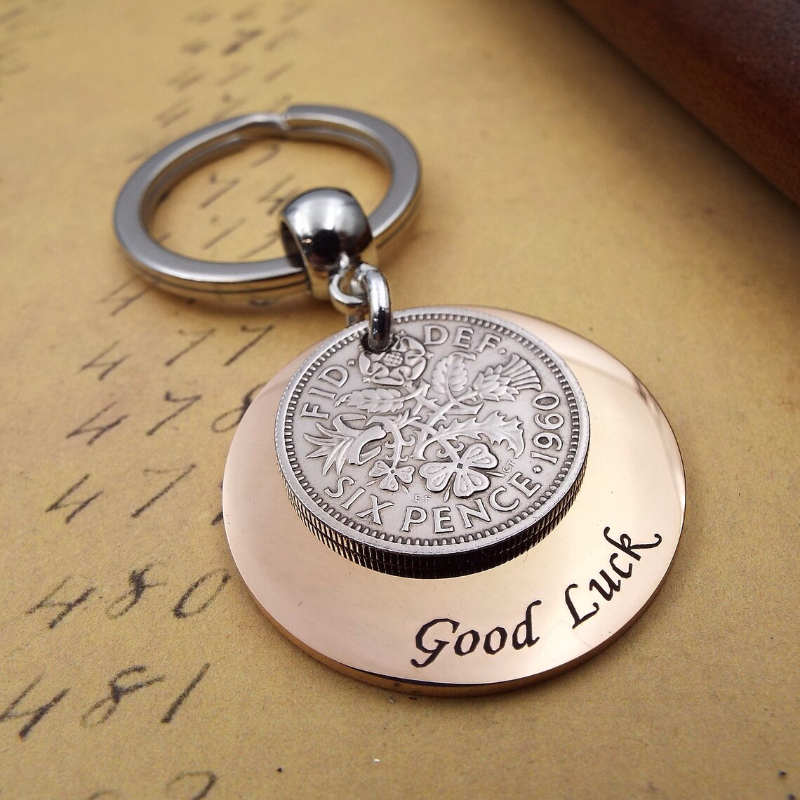 Good Luck Lucky Sixpence Pocket Token 1960 Coin Keyring 65th Birthday ...