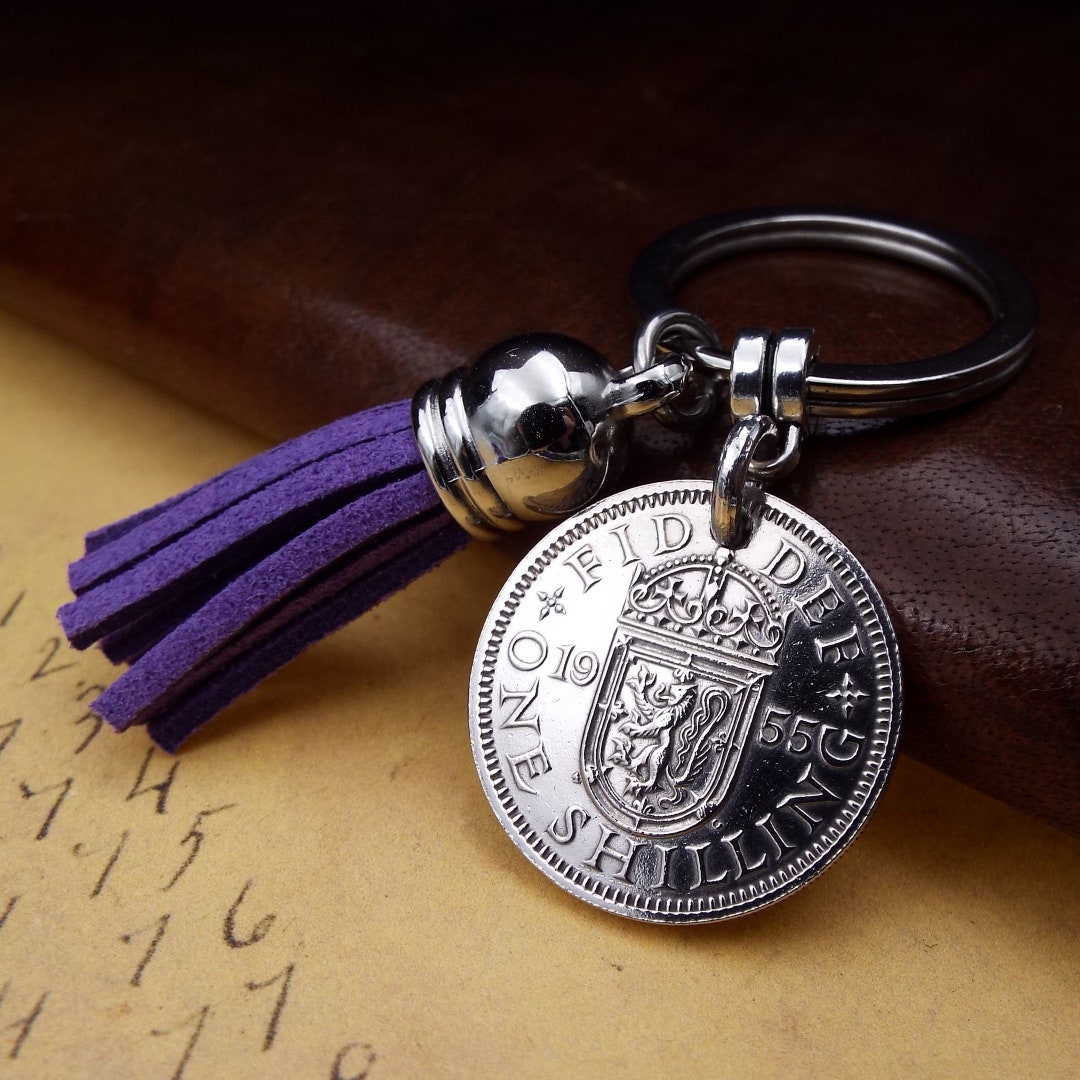 71st Birthday Gift 1955 Scottish Shilling Purple Mauve Tassel Coin ...