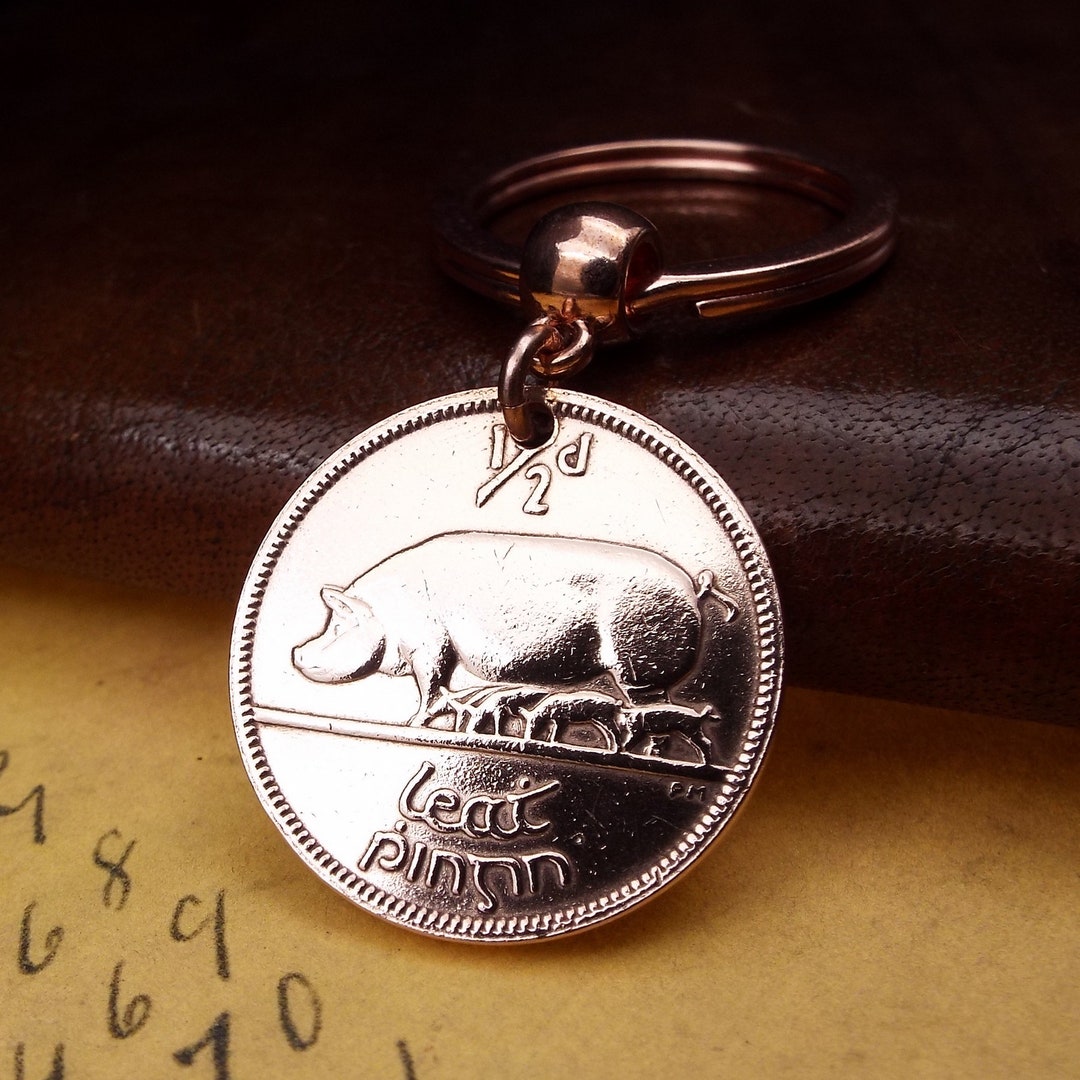1965 Old Irish Half Penny Bronze Ha'penny Keyring 59th Birthday Gift - Etsy