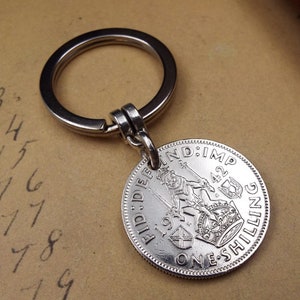 1942 .500 Silver Scottish Scotland One Shilling Coin Keyring 83rd ...