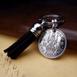 Blacktassel 1950 Scottish Shilling Coin Keychain, Metal Key Ring, 75th ...