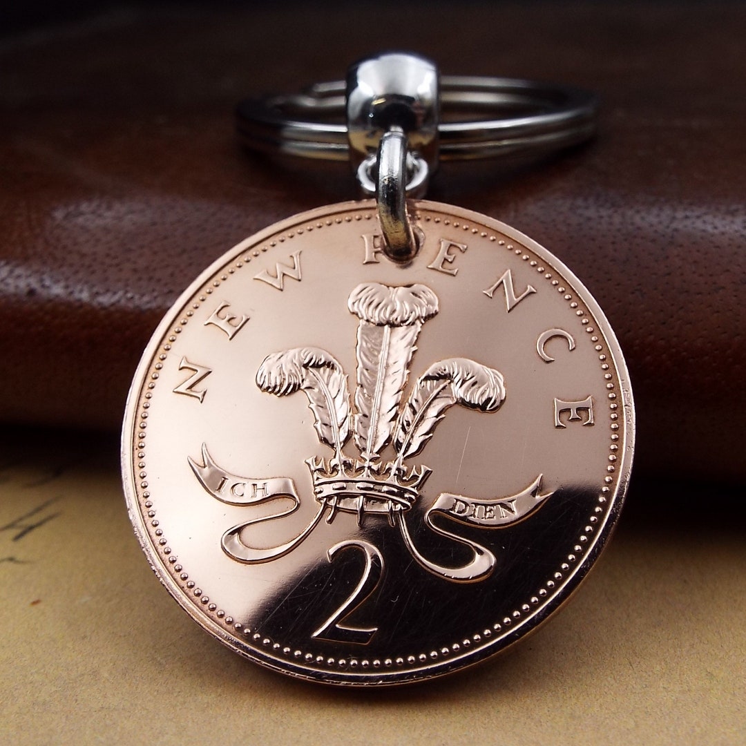 1975 Two Pence 2p Tuppence Coin Keyring Sentimental Birth Year Keepsake ...