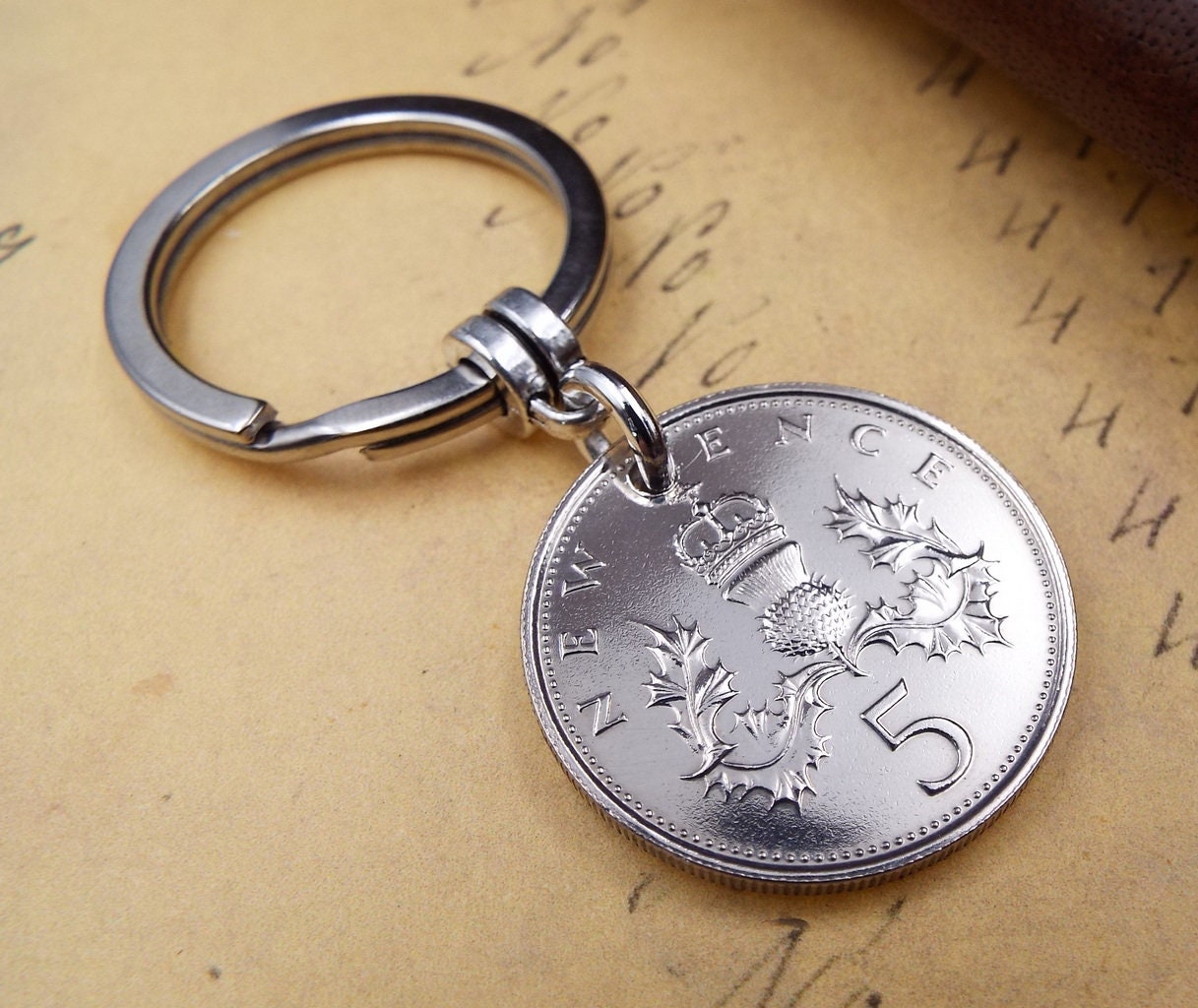 1971 British Five New Pence 5p Coin Keyring 52nd Birthday Gift - Etsy