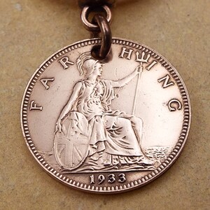1933 British Bronze Farthing Coin Keyring 91st Birthday Gift ...