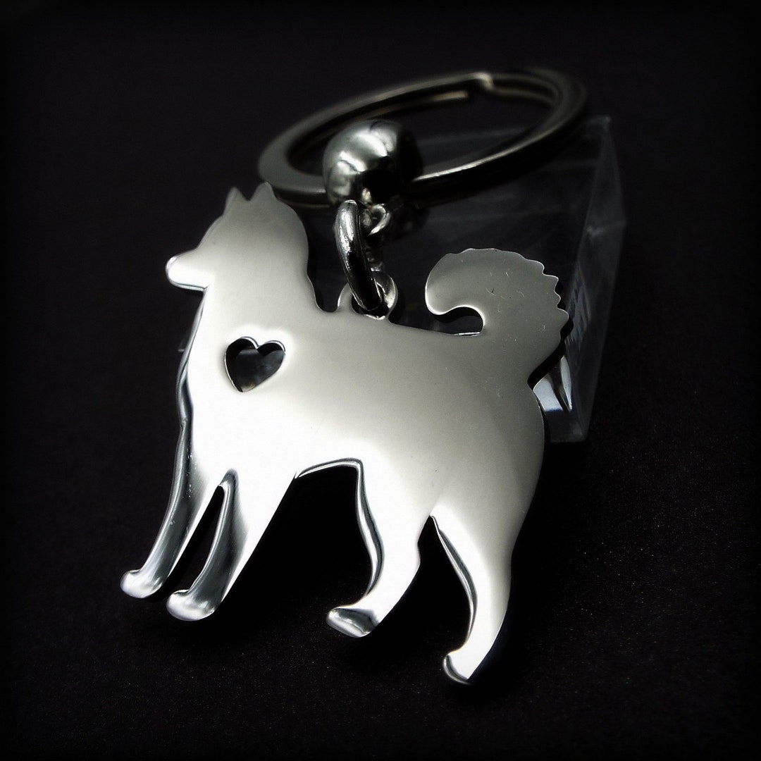Husky Heart Silhouette Keyring Alaskan Malamute Northern Breed Sled Dog ...