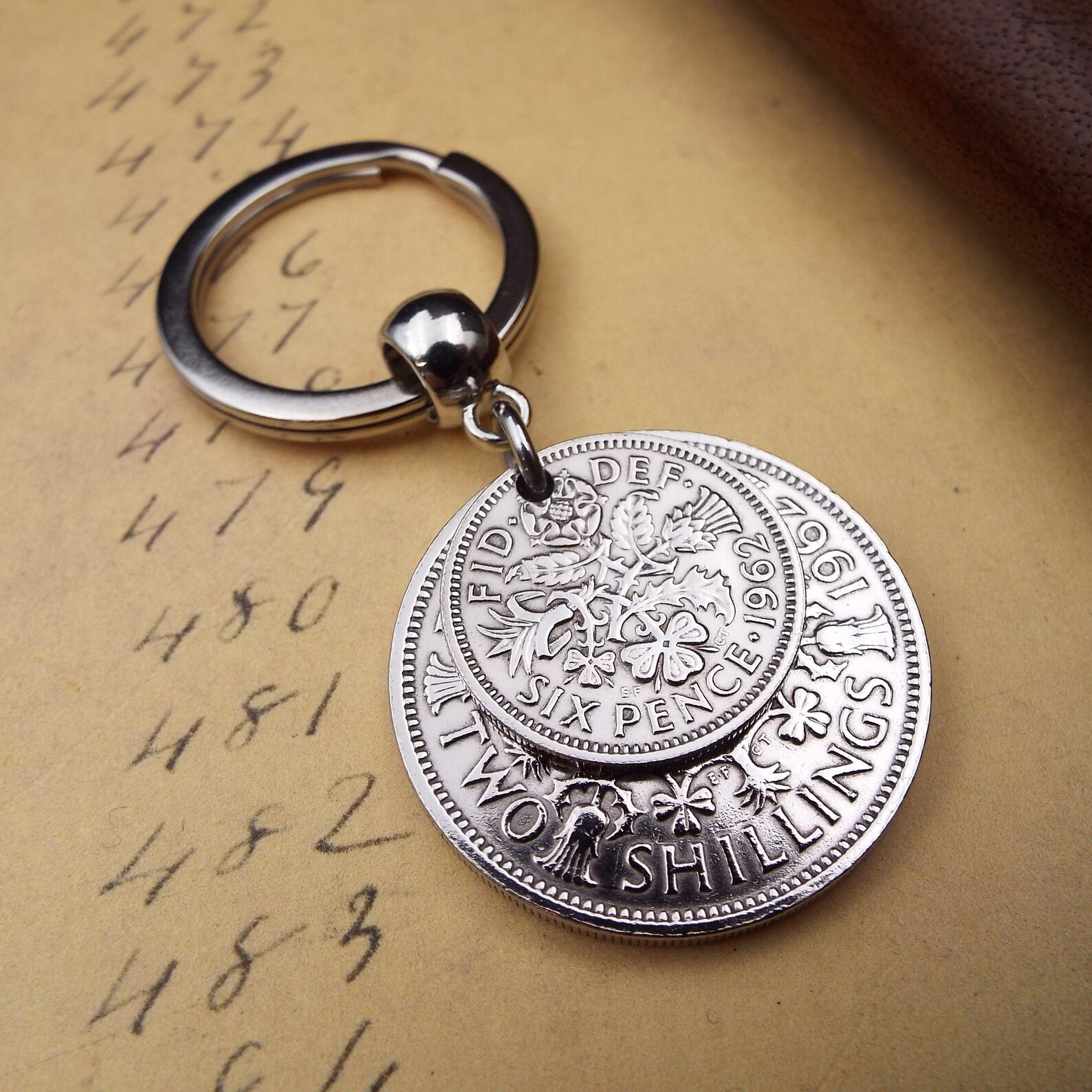 1962 'two and Six' Double Coins Keyring, 2 Shillings and Sixpence, 64th ...