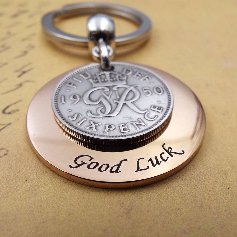Good Luck 1950 Sixpence Coin Keyring Lucky Pocket Token | Etsy