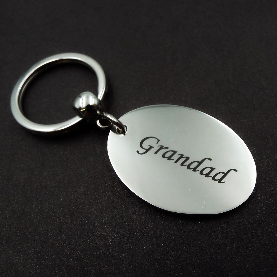 GRANDAD Engraved Stainless Steel Keyring Birthday Gift Large Metal ...