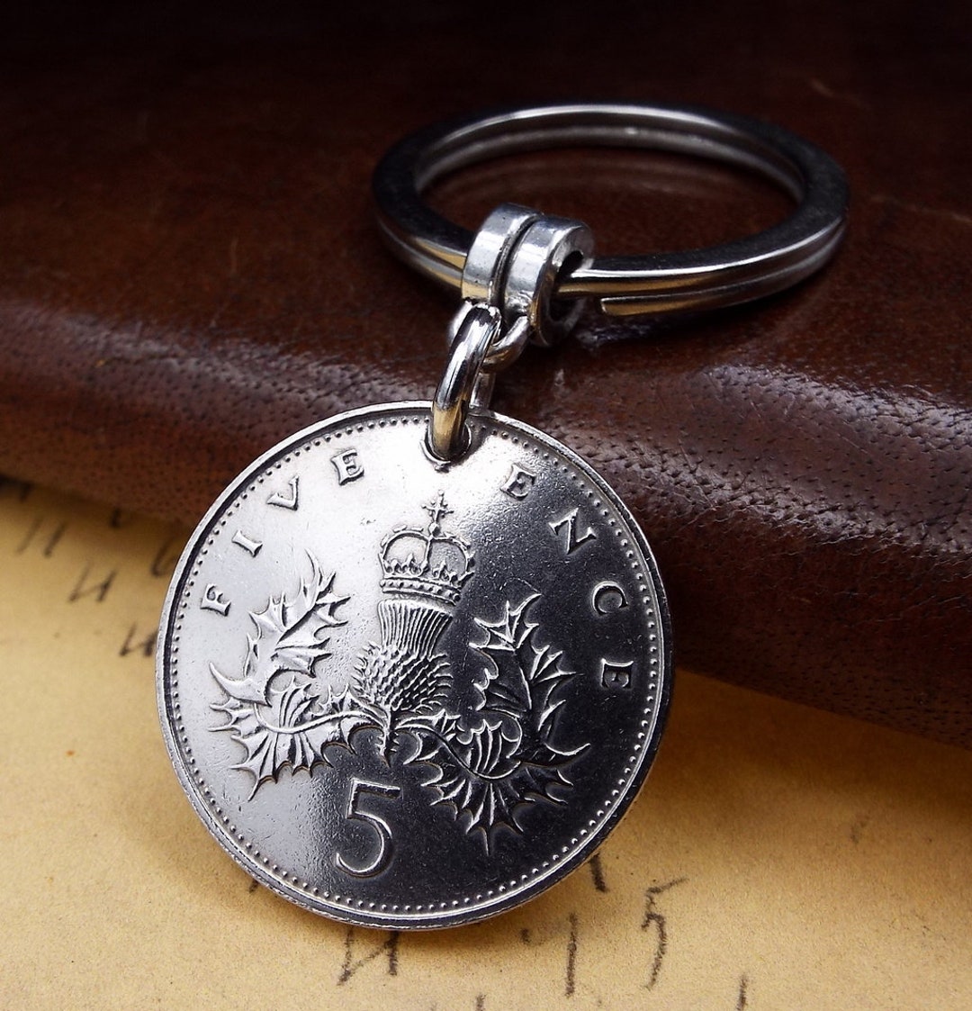 1988 British Five New Pence 5p Coin Keyring 35th Birthday - Etsy