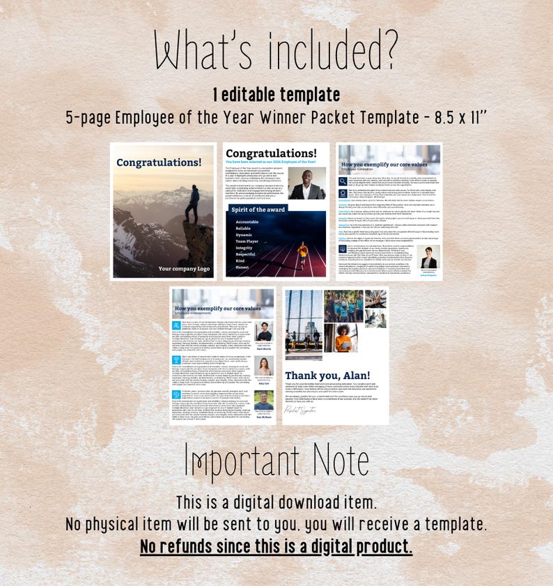 Employee Award Winner Packet Template | Business, Corporate Materials ...