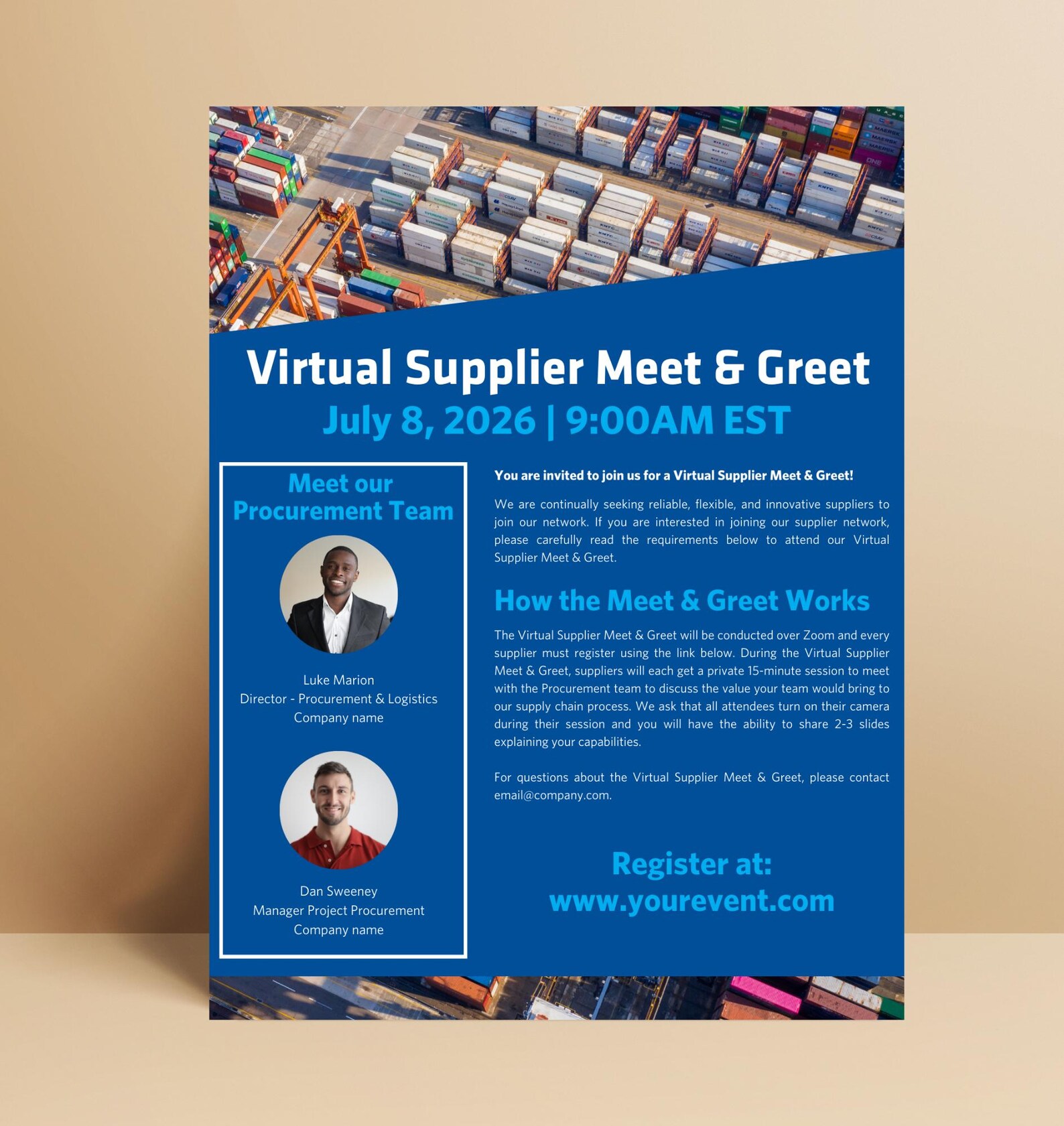 Corporate Event With Speakers Template | Business, Virtual Event ...