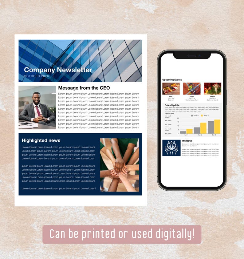 Corporate Internal Newsletter Template: Canva Editable (digital ...