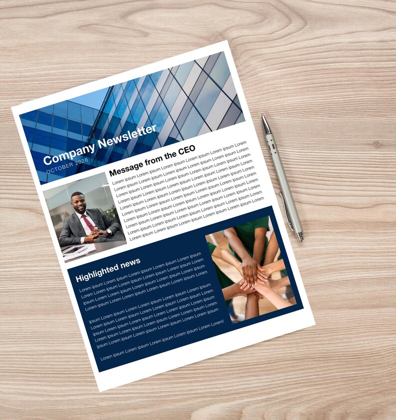 Corporate Internal Newsletter Template: Canva Editable (digital ...