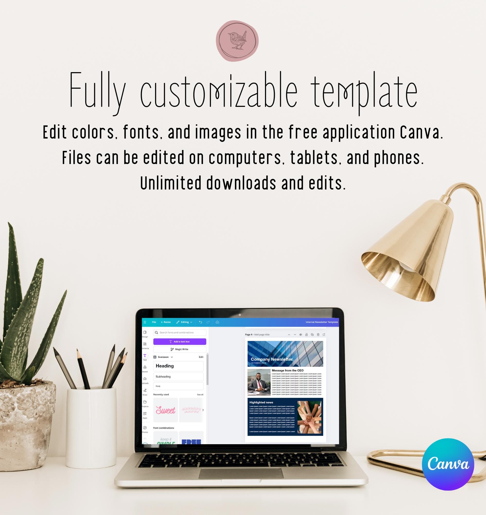 Corporate Internal Newsletter Template: Canva Editable (digital ...