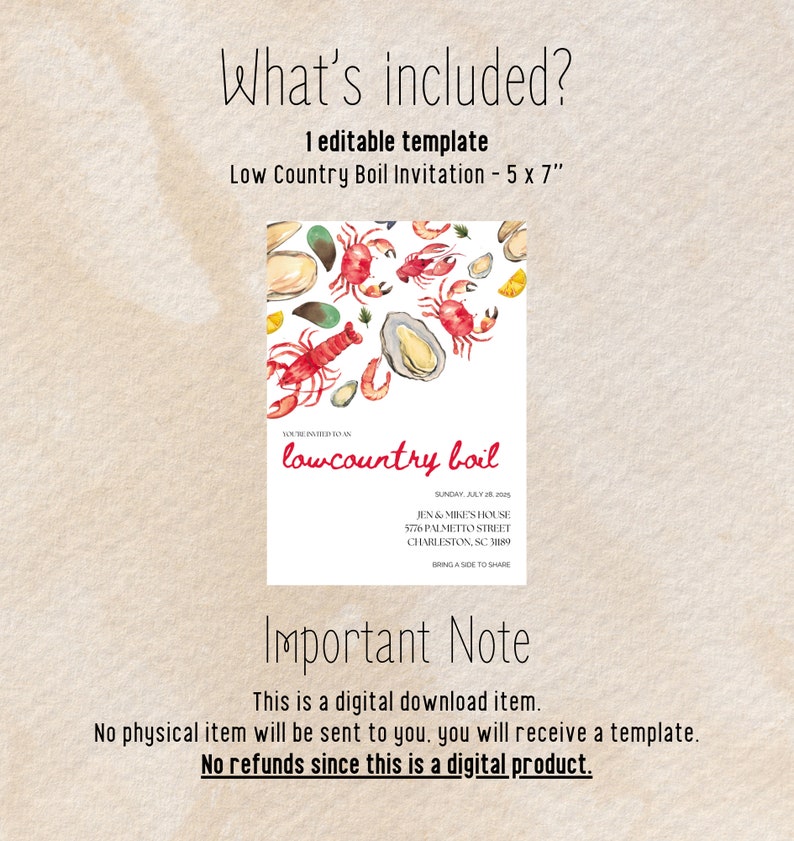Lowcountry Boil Party Invitation Template (digital Download) - Etsy