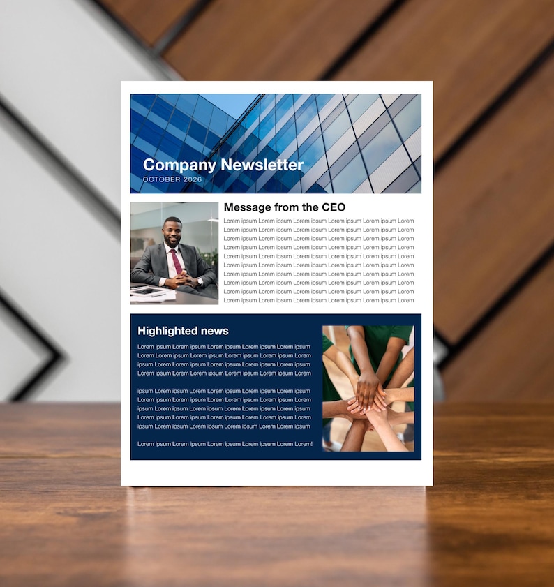 Corporate Internal Newsletter Template: Canva Editable (digital ...