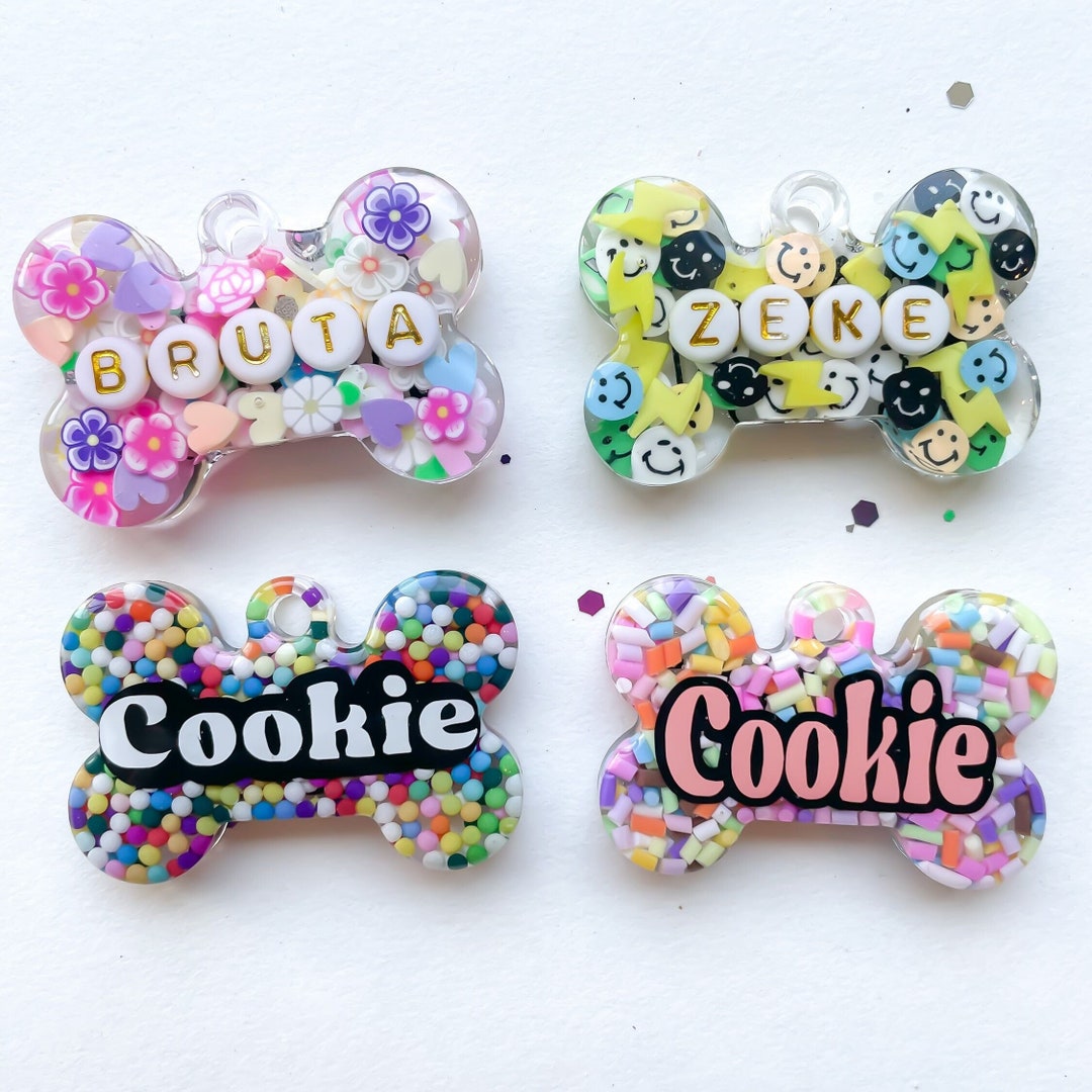Custom Glitter Pet Tag - Sparkling Dog and Cat ID Charm - Personalized ...
