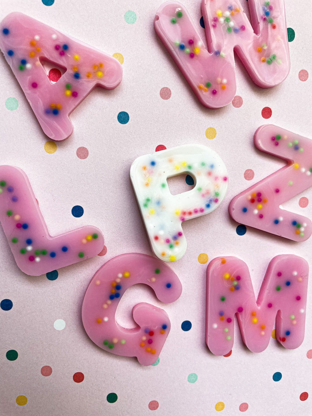 SPRINKLE BUBBLE LETTER Resin Single Hair Clips for Birthdays, Gifts ...