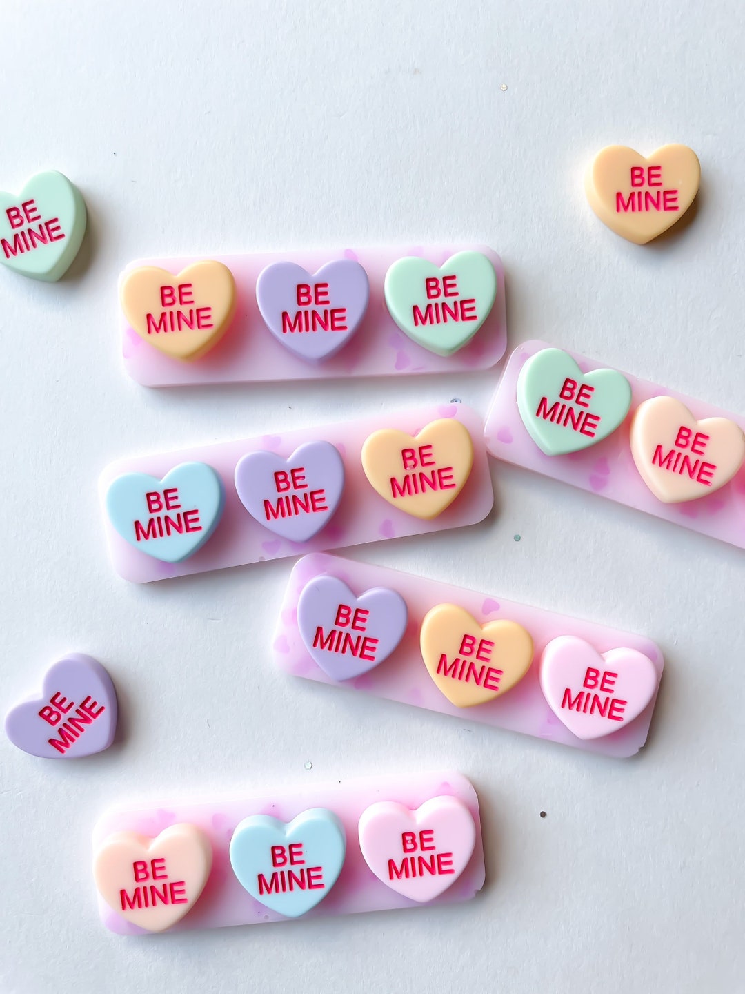 Pastel Conversation Faux Candy Hearts Be Mine Single Hair Clip Barrette for Valentine's Day ...