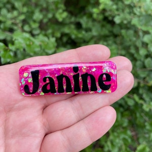 GLITTER NAME Resin Hair Clip -- Single Clip Multiple Fonts and Glitters ...