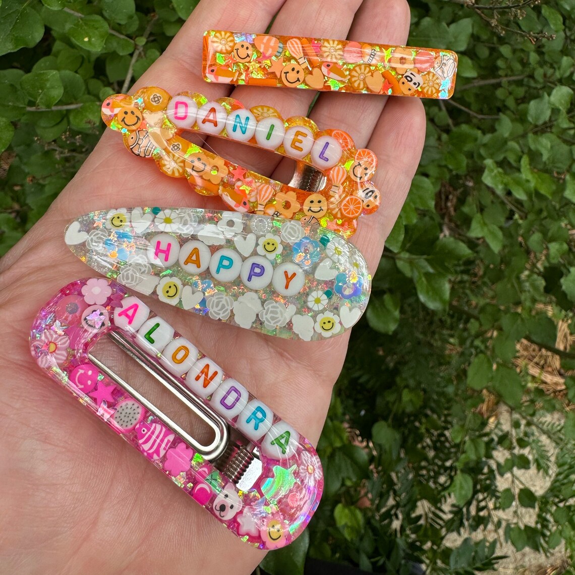 Neon Rainbow Glitter Hair Clips – Personalized Single Hair Clip - Etsy