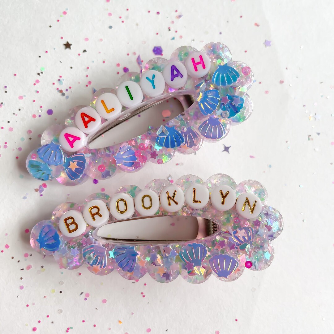 MERMAID GLITTER| Personalized Glitter Mermaid Single Hair Clip - Etsy