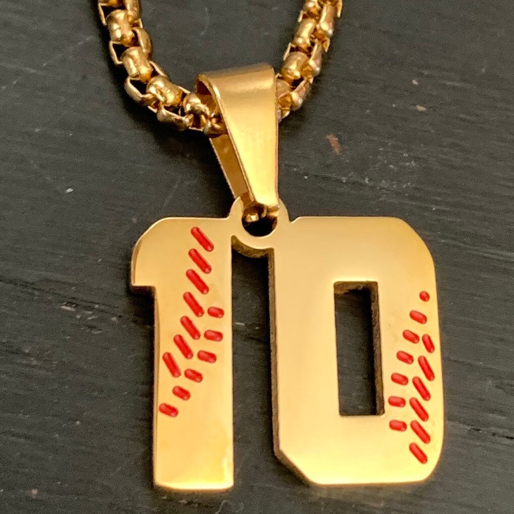 Gold Baseball Lace Number Pendant Gold Sports Necklace | Etsy