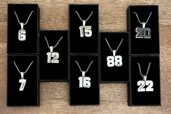 Name Engraved Silver Number Pendant - Etsy