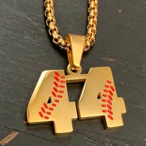 Gold Baseball Lace Number Pendant - Gold Sports Necklace - Etsy