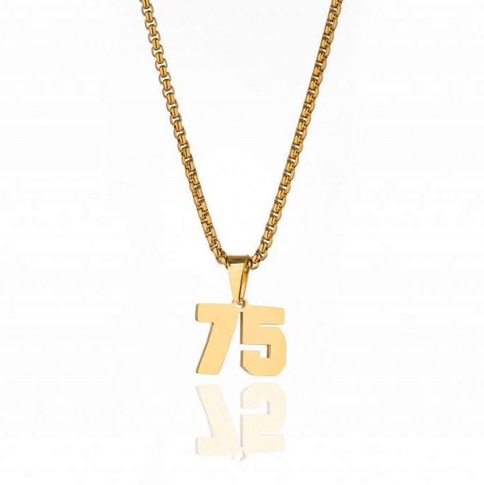 Name Engraved Gold Number Pendant | Etsy