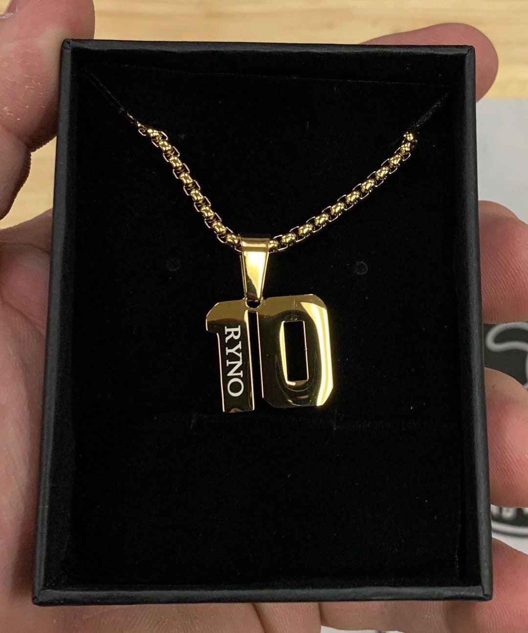 Name Engraved Gold Number Pendant - Etsy