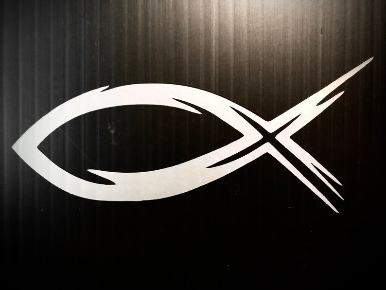 Jesus Fish With Cross in the Tail Decal. - Etsy