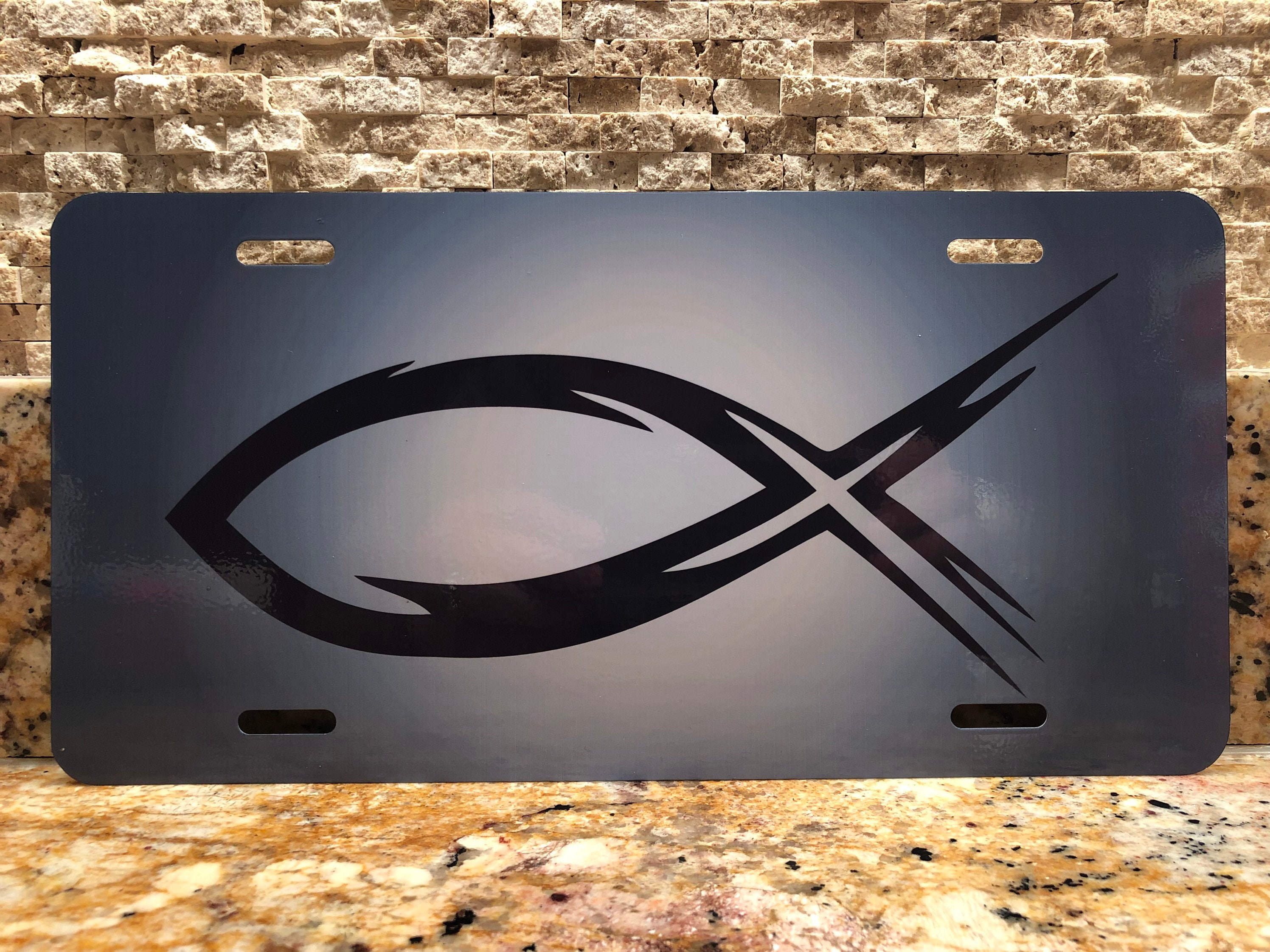 Jesus Fish With Cross Vanity Aluminum License Plate. - Etsy