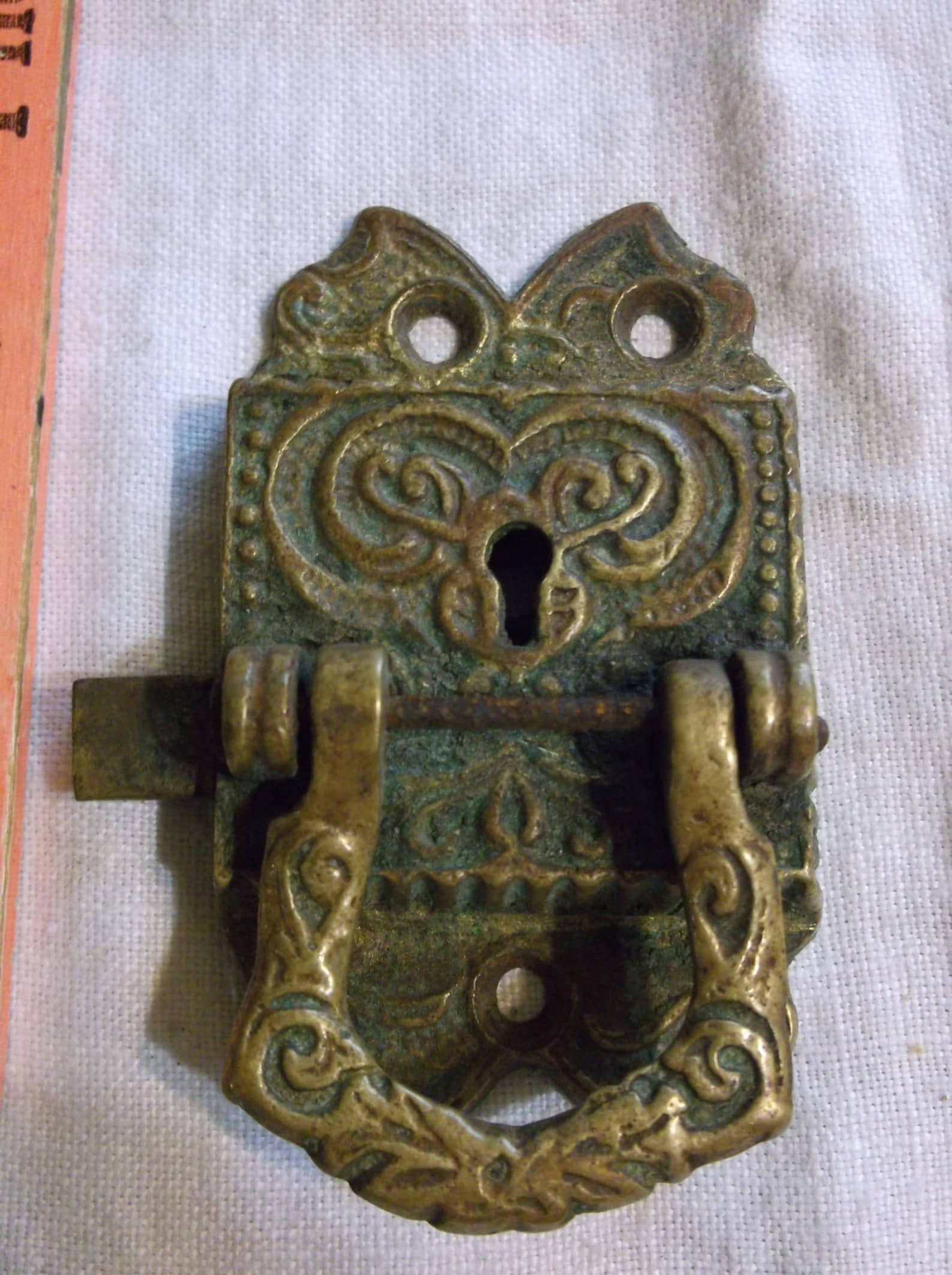 Vintage Decorative Embossed Lever-action Brass Door Lock - Etsy