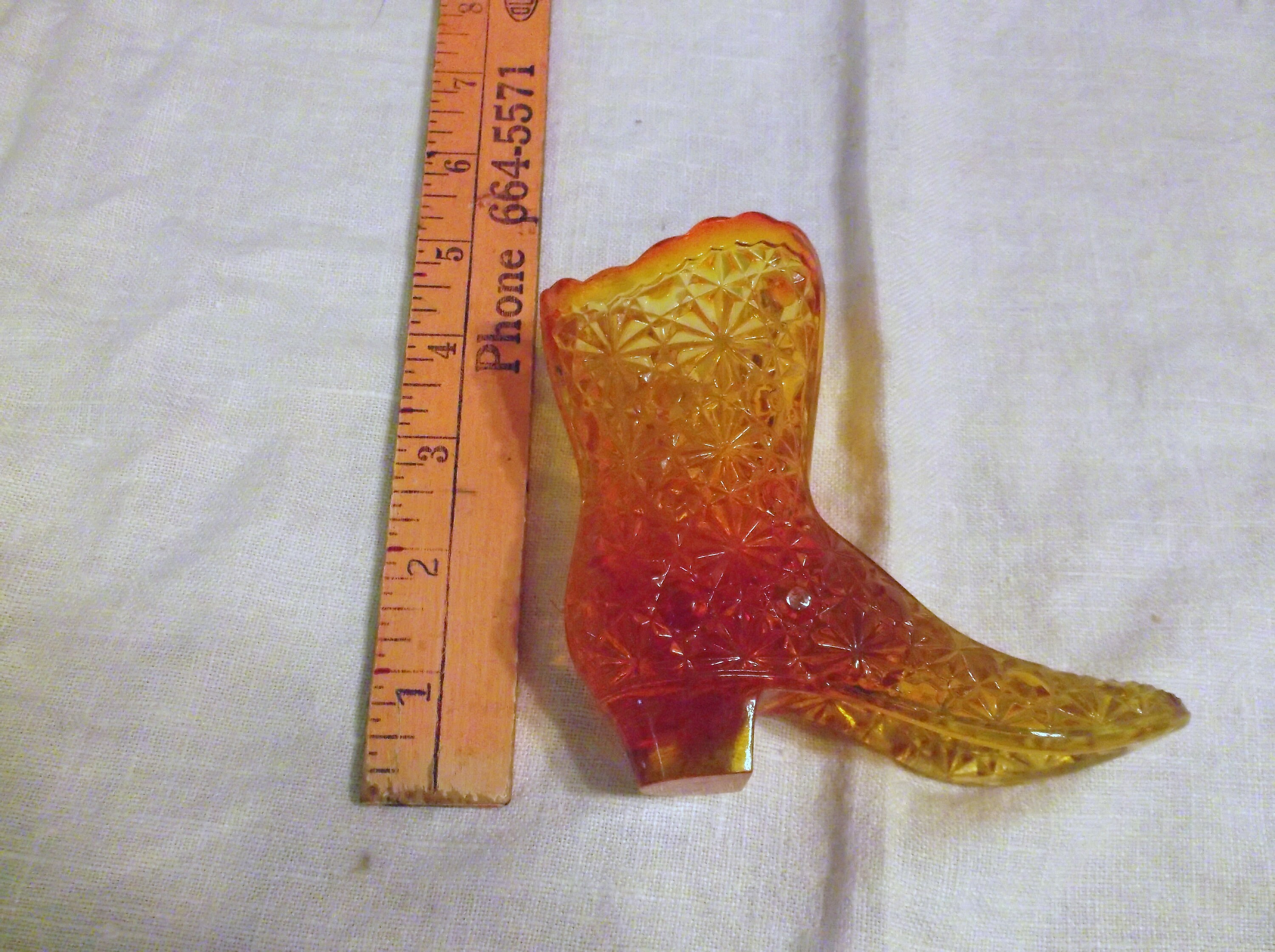 Marigold Carnival Glass Daisy Pattern Fenton Boot - Etsy
